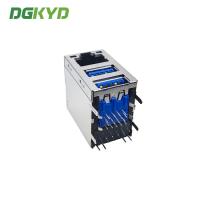 China UL94V-0 USB 3.0 Dual Port RJ45 Network Socket Connector with Gigabit Ethernet and 8 Terminals for sale