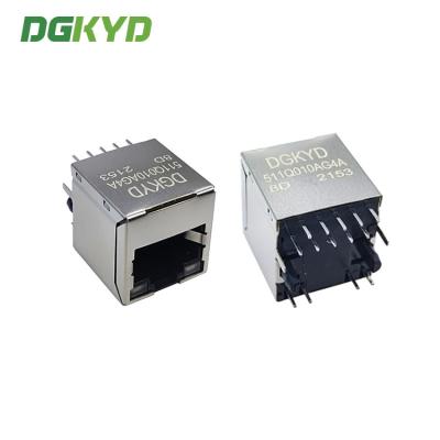 China Single Port 180° RJ45 Modular Connector with Gigabit Ethernet Filter - 10P8C 350μH Inductance for sale