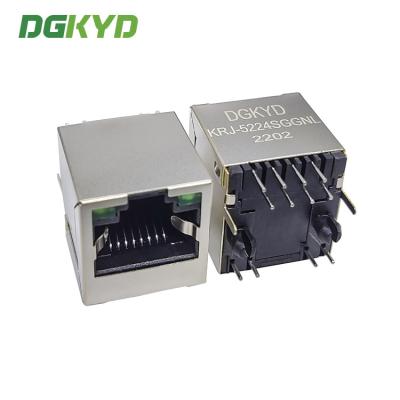 China KRJ-5224SGGNL 180 Degree 8P8C RJ45 Modular Connector Single Port Without Transformer with LED for sale