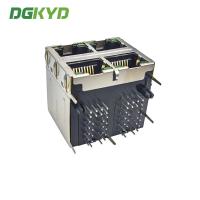 China 2x2 Multiport RJ45 Ethernet Jack with Integrated Transformer - 8 Position 4 Port Connector with Gold Plating for sale