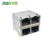 China 2x2 Multiport RJ45 Ethernet Jack with Integrated Transformer - 8 Position 4 Port Connector with Gold Plating for sale