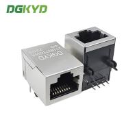 China Single Port 8P8C CAT6 PCB RJ45 Connector - 10/100 BASE-T/TX, Right Angle Mounting with Gold Plating Options for sale