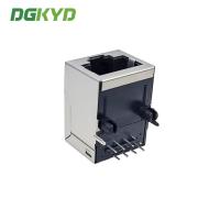 China Single Port 8P8C CAT6 PCB RJ45 Connector - 10/100 BASE-T/TX, Right Angle Mounting with Gold Plating Options for sale