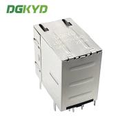 China PCB Mount 8P8C RJ45 Ethernet Connector 2x1 Port with LED and 10/100/1000 BASE-T Performance for sale