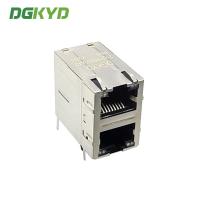 China PCB Mount 8P8C RJ45 Ethernet Connector 2x1 Port with LED and 10/100/1000 BASE-T Performance for sale