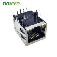 China Right Angle PCB Mount RJ45 Modular Jack with Transformer 10/100/1000BASE-T Single Port 8P8C Shielded for sale