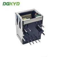 China Right Angle PCB Mount RJ45 Modular Jack with Transformer 10/100/1000BASE-T Single Port 8P8C Shielded for sale