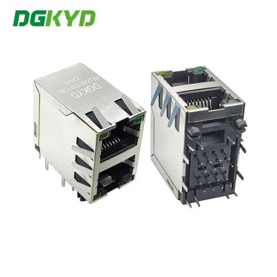 China KRJ-5921S21YGNL 2X1 Port RJ45 Modular Jack with LED 8P8C Shielded Connector for sale