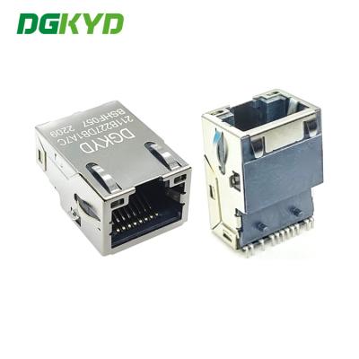 China DGKYD 7-Pin SMD RJ45 Network Connector with LCP Housing, 100Ω Impedance, 265°C Soldering for sale