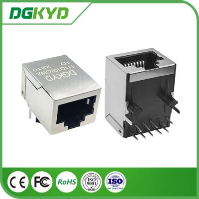 China Single Port RJ45 Magnetic Jack 10 100 1000 Base T 10P8C Without LED Through Hole for sale