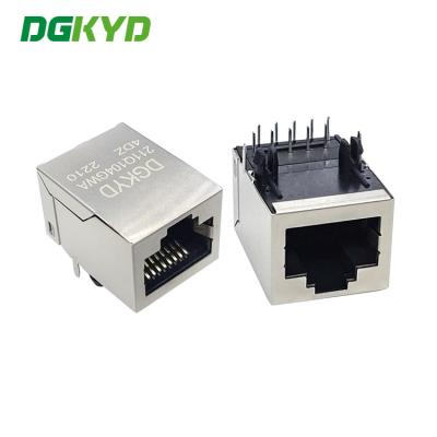 China RJ45 Single Port Ethernet Jack 90 Degree Right Angle Connector 10/100/1000BASE-T Shielded for sale