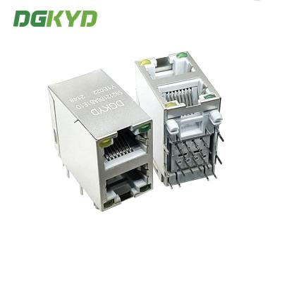 China DGKYD 5921 Series 2x1 Port RJ45 Modular Jack 8P8C Network Socket with LED Shielded for sale