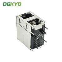 China DGKYD21Q042DB1A4D068 2x1 Multi-Port RJ45 Connector with 6U Gold Plating and Gigabit Filter for PCB Mounting for sale
