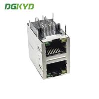 China DGKYD21Q042DB1A4D068 2x1 Multi-Port RJ45 Connector with 6U Gold Plating and Gigabit Filter for PCB Mounting for sale