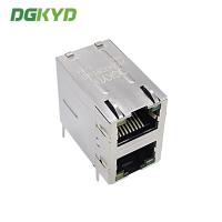 China DGKYD21Q042DB1A4D068 2x1 Multi-Port RJ45 Connector with 6U Gold Plating and Gigabit Filter for PCB Mounting for sale