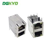 China DGKYD21Q042DB1A4D068 2x1 Multi-Port RJ45 Connector with 6U Gold Plating and Gigabit Filter for PCB Mounting for sale