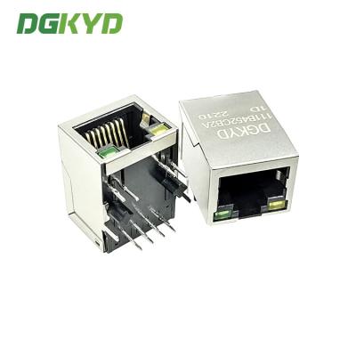 China 1X1 Single Port RJ45 100M Connector Ethernet Transformer 8P8C Network Socket With Shield And Light for sale