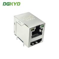 China DGKYDRH1188AB1A1DB1080 RJ45 Network Port Connector with LED - 8P8C Single Port, Gold 6-50μ Plating for sale
