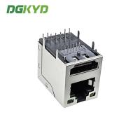 China DGKYDRH1188AB1A1DB1080 RJ45 Network Port Connector with LED - 8P8C Single Port, Gold 6-50μ Plating for sale