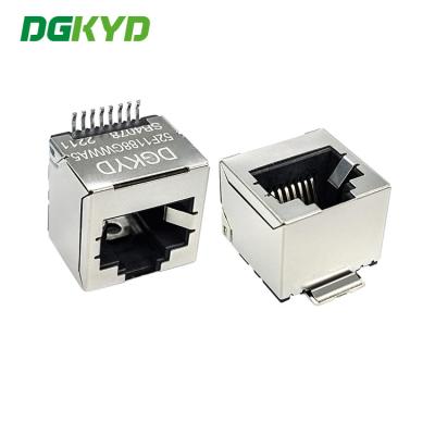 China SMT Single Port RJ45 Connector 8P8C 180 Degree Side Entry with Metal Shield -40℃ to 85℃ Operating Temperature for sale
