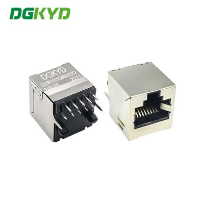 China DGKYD52281111GWA1D12B4078 Single Port 10P10C Network Interface Connector with 180-Degree In-Line Design and Copper Alloy Shielding for sale