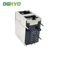 China DGKYD21Q012AE6A4D068 2x1 RJ45 Modular Jack with Integrated Filtering for Gigabit Ethernet 10/100/1000 BASE-T for sale