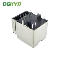 China 180 Degree Right Angle RJ45 Connector Single Port 10P8C with Gigabit Ethernet Filter and LED Indicators for sale