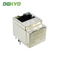 China 180 Degree Right Angle RJ45 Connector Single Port 10P8C with Gigabit Ethernet Filter and LED Indicators for sale