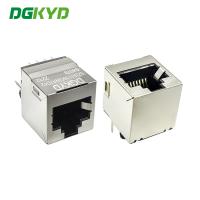 China RJ45 Network Port Socket 180 Degree In-Line Interface 10P8C Connector with Shield and Gold Plating Options for sale