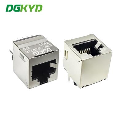 China RJ45 Network Port Socket 180 Degree In-Line Interface 10P8C Connector with Shield and Gold Plating Options for sale