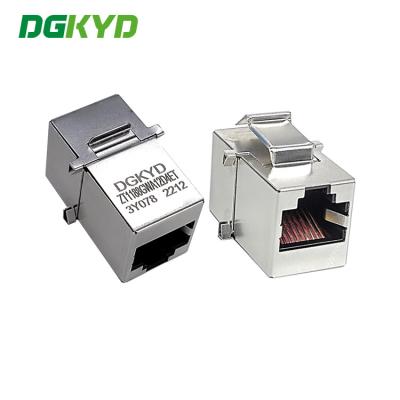 China 8P8C CAT.3 Shielded RJ45 Coupler with 8 Positions and Gold-Plated Contacts for PCB Mounting for sale