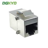 China 8P8C CAT.3 Shielded RJ45 Coupler with 8 Positions and Gold-Plated Contacts for PCB Mounting for sale