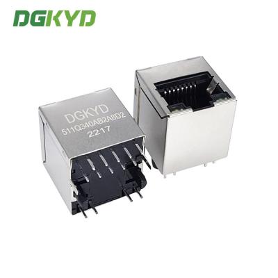 China DGKYD511Q340AB2A8D2 180 Degree RJ45 Network Connector with 2.5G Filter - 10P8C Single Port 1000 Base-T for sale