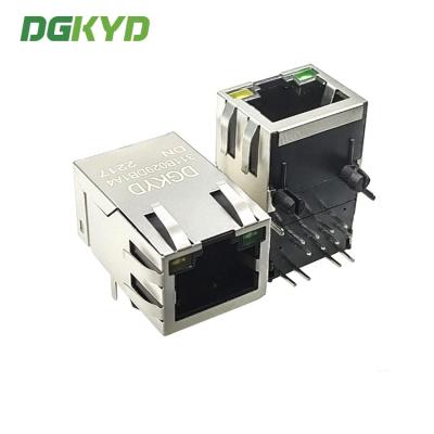 China DGKYD311B029DB1A4DN PCB Mount RJ45 Jack with Integrated Magnetics - 8 Pin Tab Up 260℃ Solder Rating for sale