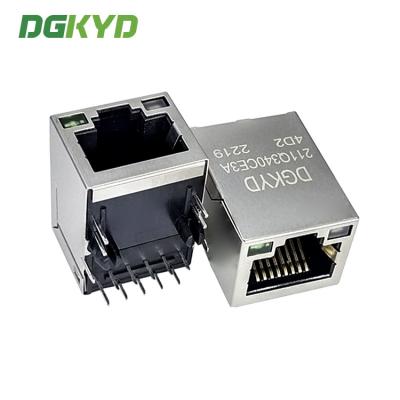China 2.5G RJ45 Modular Jack Connector DGKYD211Q340CE3A4D2 - 10 Position PCB Mount with Filter & LED for sale