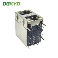 China DGKYD RJ45 Modular Jack 10/100/1000 Base-T Multiport Connector 2x1 8P8C Shielded with LED for sale