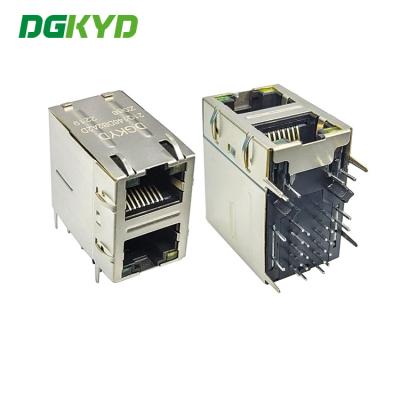 China DGKYD RJ45 Modular Jack 10/100/1000 Base-T Multiport Connector 2x1 8P8C Shielded with LED for sale