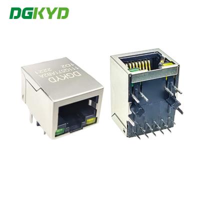 China DGKYD 2.5G Filtering Industrial RJ45 Single Port Shielded Connector Modular Interface with LED PBT Black for sale