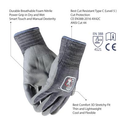 China Non Slip Latex Coated Work Gloves 10 Inch Safety Gloves Size 7 11 for sale