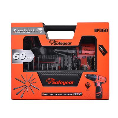 China 12V 58-Piece Cordless Power Tool Combo Kit 1500mAh Lithium Battery Screwdriver Set for sale