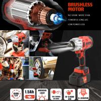 China 20V Cordless Impact Wrench 600Nm 1/2 Inch Brushless Power Tool 3000RPM for sale