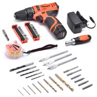China 12V 20N.M Cordless Screwdriver Drill Set 58 Piece Lithium Battery Power Tool Kit for sale