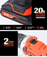 China 20V 1/2 Inch Brushless Cordless Drill Driver Kit 2000mAh Battery Power Tool Set for sale