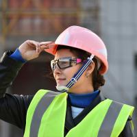 China Pink ABS Safety Helmet 6-Point Suspension 285mm Construction Hard Hat for sale