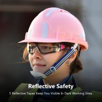China Pink ABS Safety Helmet 6-Point Suspension 285mm Construction Hard Hat for sale
