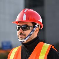 China Red Lightweight ABS Construction Safety Helmets Workplace Safety Equipments for sale