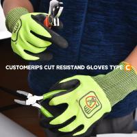 China Yellow Cut Resistant Safety Gloves Level 5 C Power Grip Rubber for Construction Workers Size 7-11 for sale