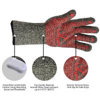 China Food Grade Silicone Heat Resistant BBQ Gloves 13.5 Inch Aramid Fabric 800C for sale