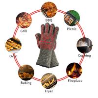China Food Grade Silicone Heat Resistant BBQ Gloves 13.5 Inch Aramid Fabric 800C for sale