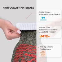 China Food Grade Silicone Heat Resistant BBQ Gloves 13.5 Inch Aramid Fabric 800C for sale